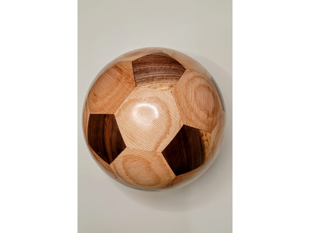 Soccer Ball (Truncated Icosahedron) segmented turning of oak and black ...