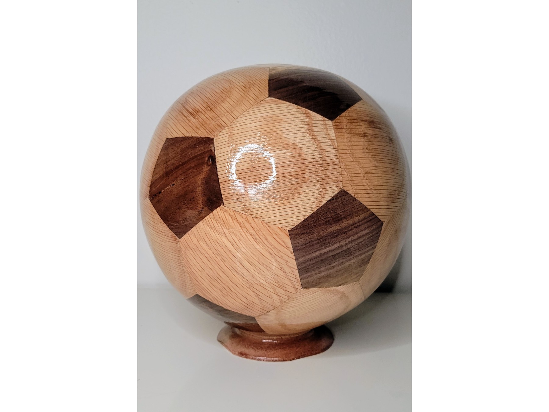 Soccer Ball (Truncated Icosahedron) segmented turning of oak and black ...