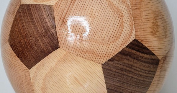 Soccer Ball (Truncated Icosahedron) segmented turning of oak and black ...