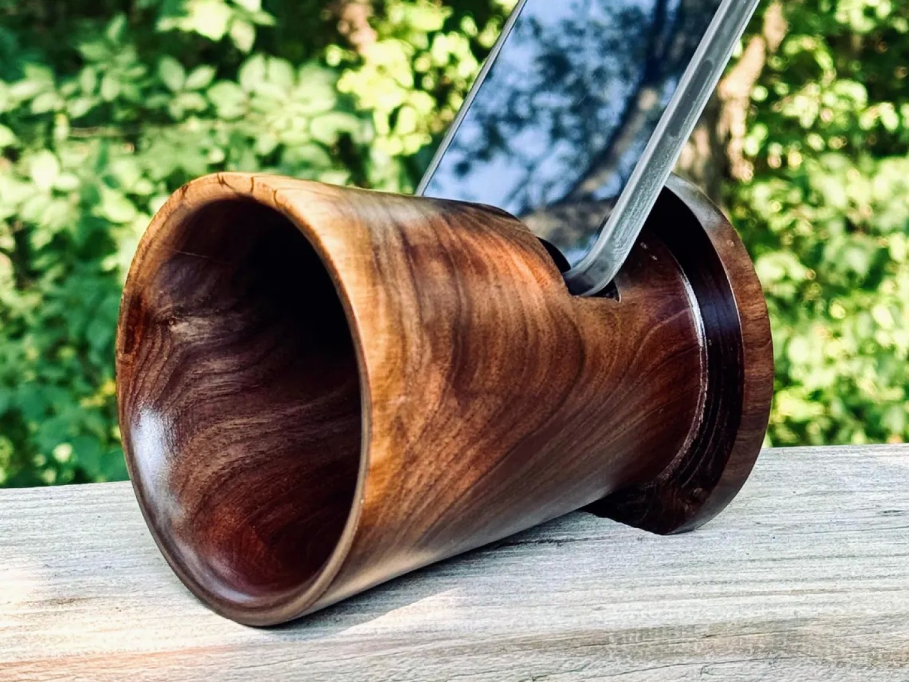 Personalized Phone Amplifier Stand (Cone version) - Black Walnut by ...